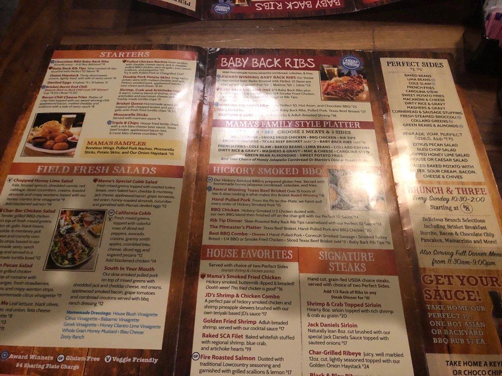 Menu at One Hot Mama's American Grill BBQ, Hilton Head Island