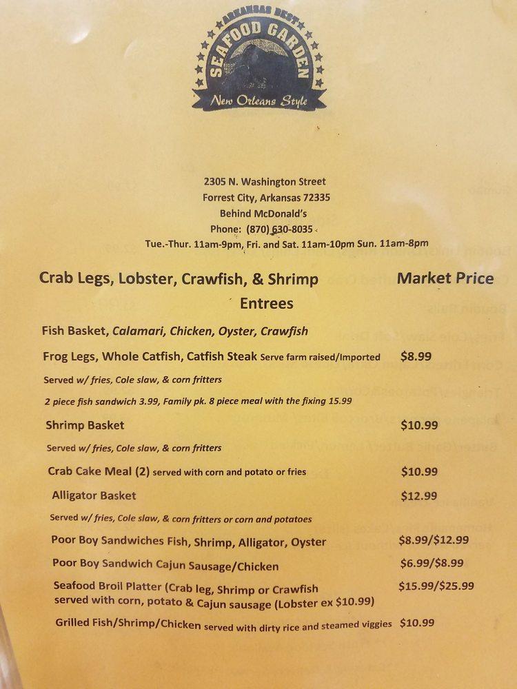 Menu at Seafood Garden restaurant, Forrest City