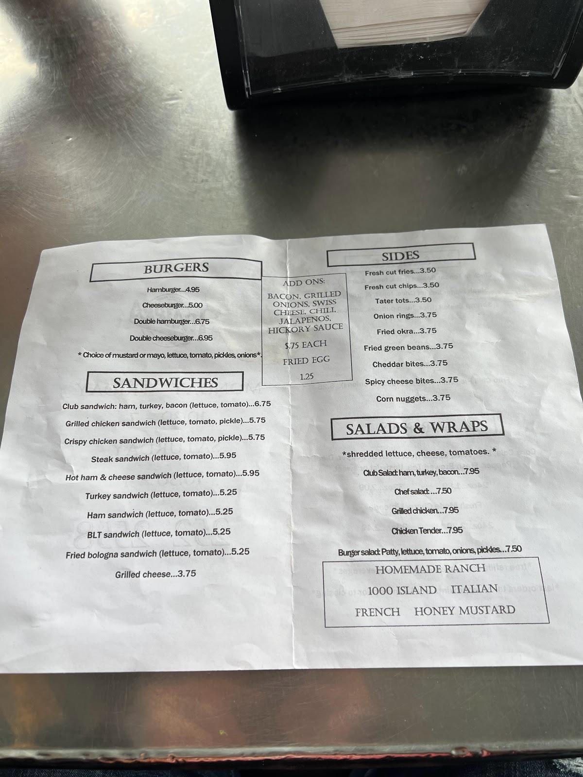 Menu at Tastees restaurant, Duncan