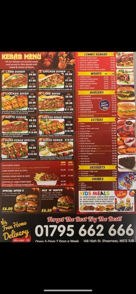 Menu at Usta Pizza & Charcoal Grill pizzeria, Sheerness