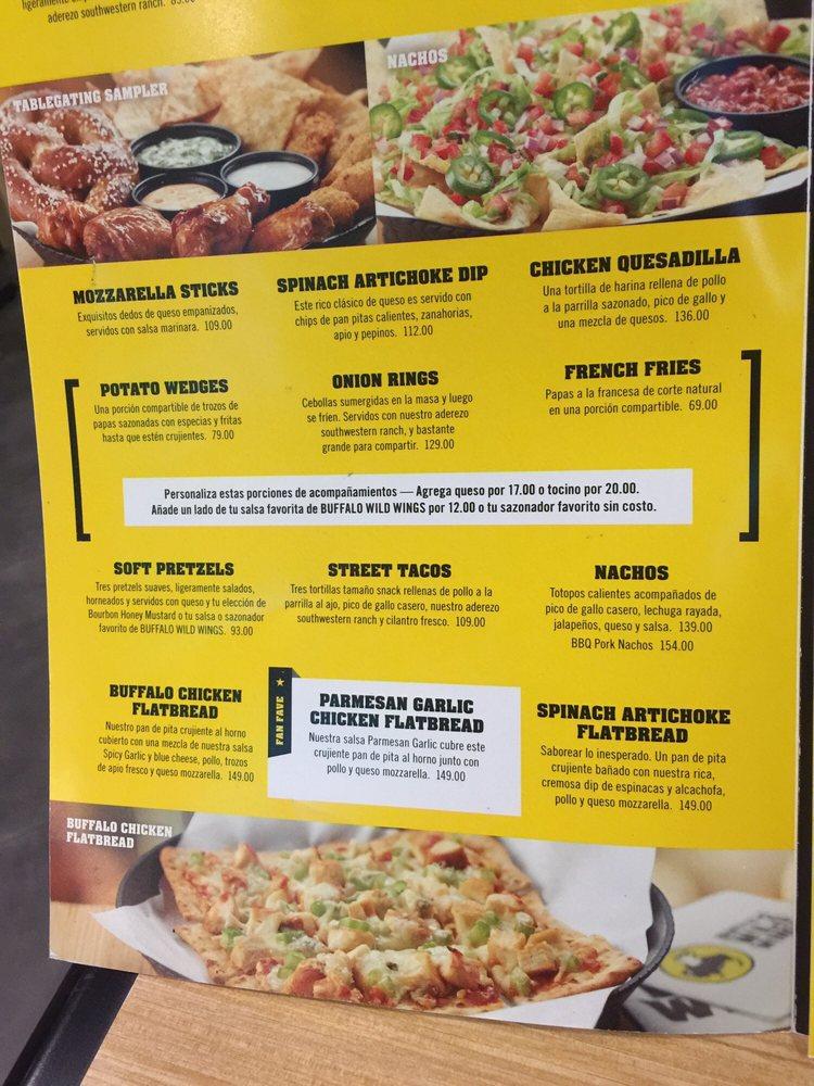 Carta del pub y bar Buffalo Wild Wings, Tijuana, Blvd. Agua Caliente 10307