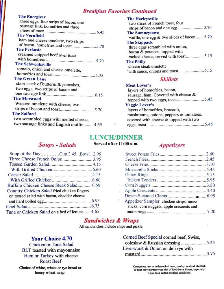 Menu at Energy Station restaurant, Harleysville