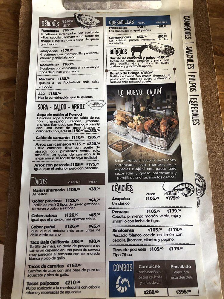 Menu at La Concha restaurant, Acapulco, Pedro Andrés Sufrend 33