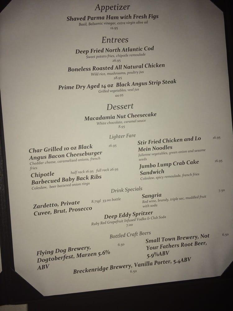 Menu at The Engleside Inn and Restaurant, Beach Haven