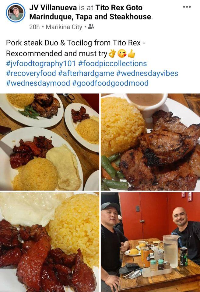 Carta de Tito Rex's Goto Marinduqueno and Steakhouse, Mariquina