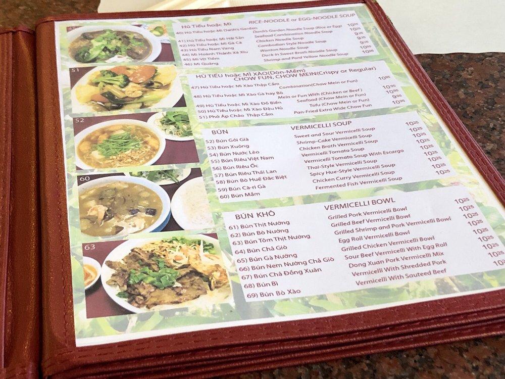 Menu at Danh's Garden restaurant, San Jose