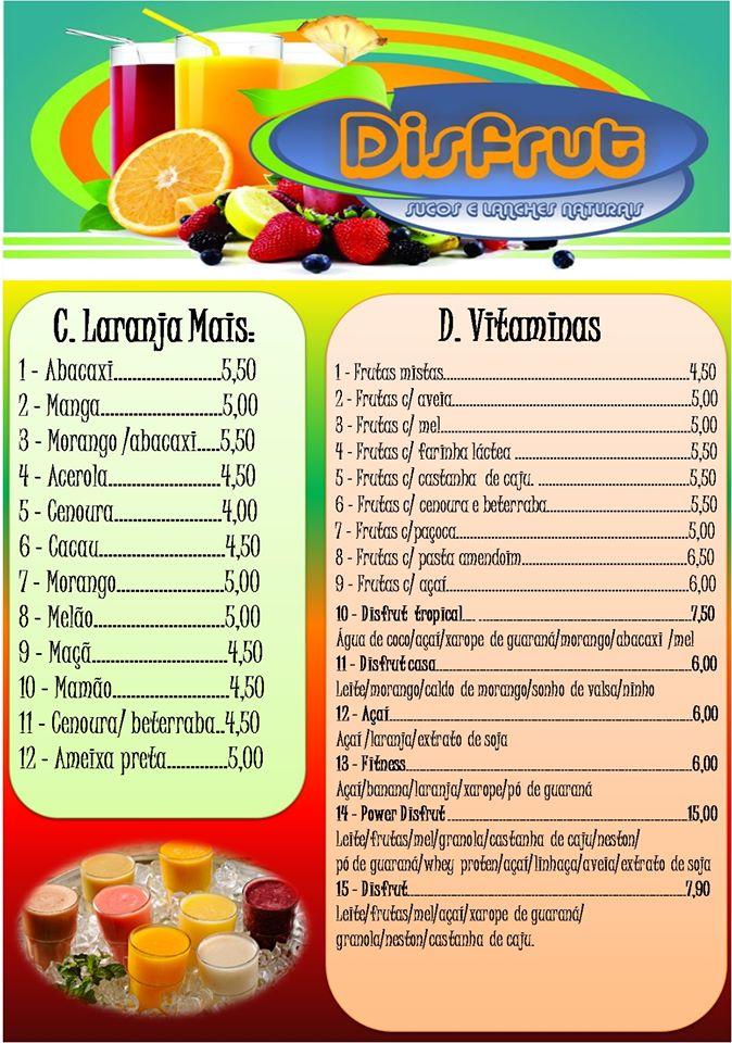 Menu em Disfrut Sucos e Vitaminas restaurante, Mogi-Guaçu