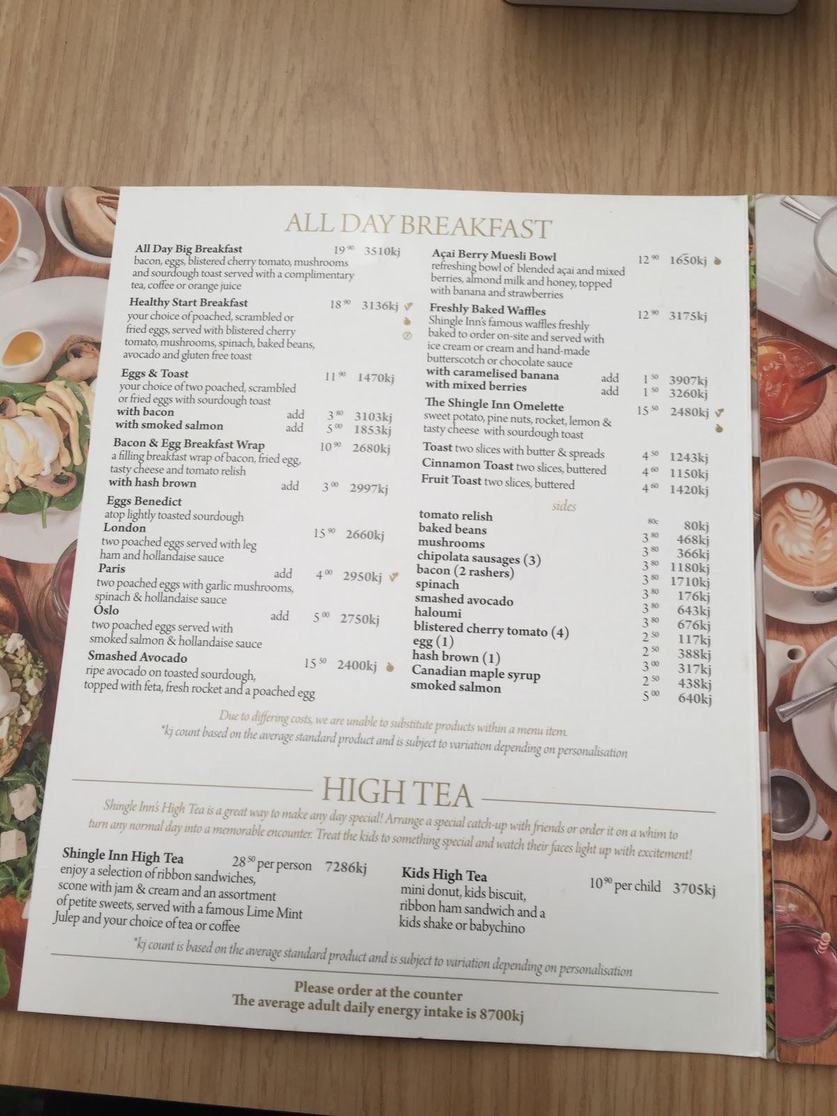 Menu at Shingle Inn Rouse Hill cafe, Rouse Hill, Shop D-GR165