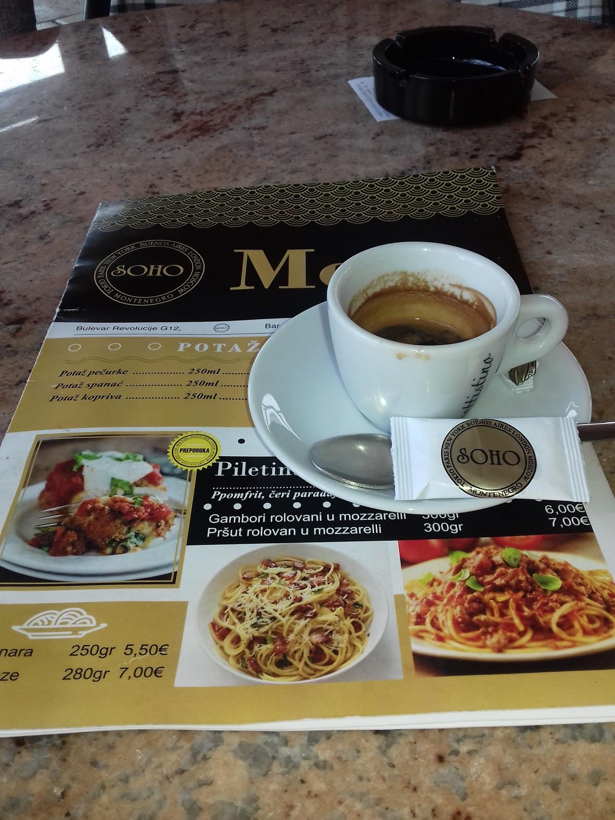 Menu at Soho Pizza Bar, Bar