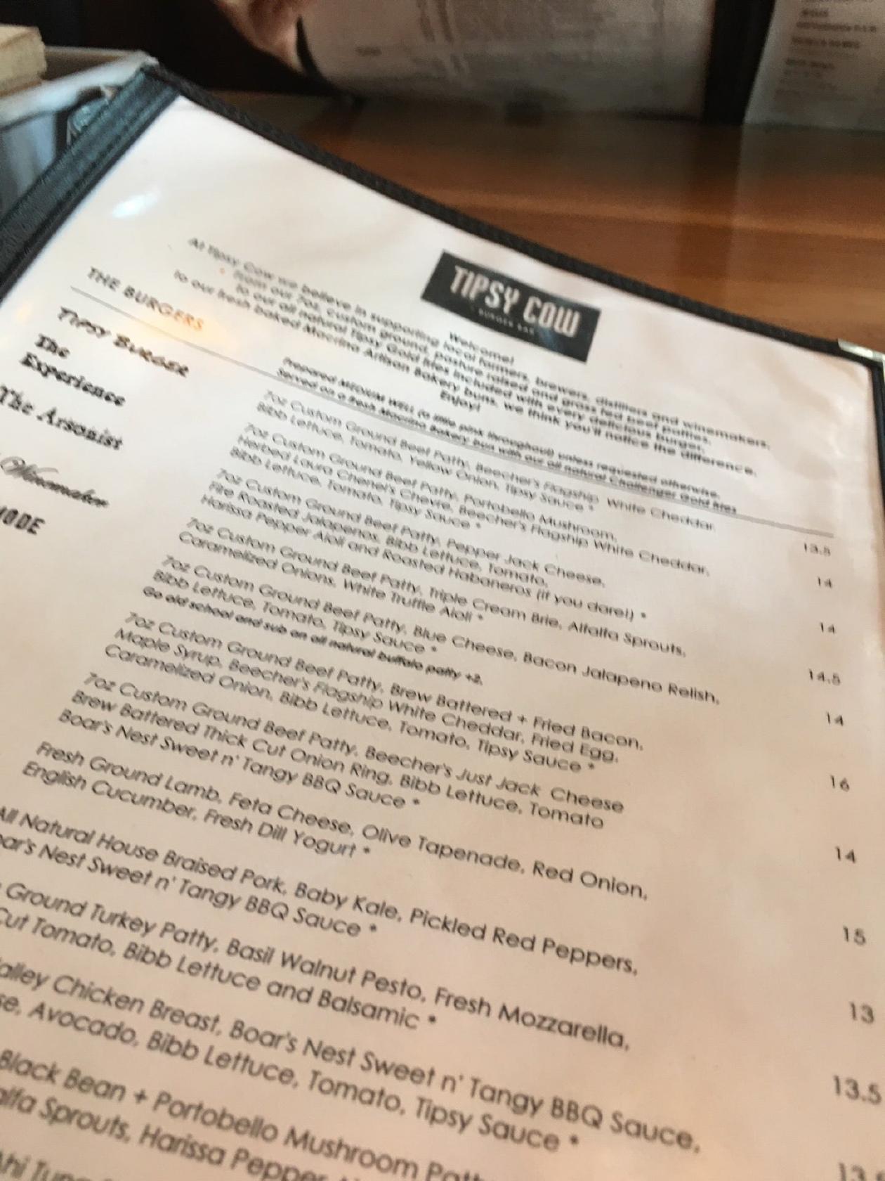 Menu at Tipsy Cow - Woodinville pub & bar, Woodinville