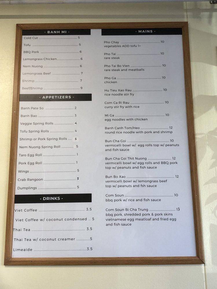 Menu at Banh Appetit restaurant, Portland
