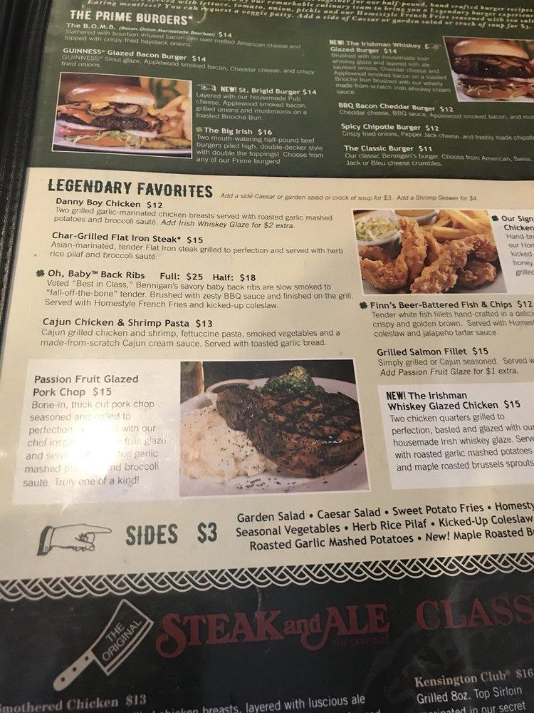 Menu at Bennigan's Clear Lake pub & bar, Clear Lake, 7th Ave N