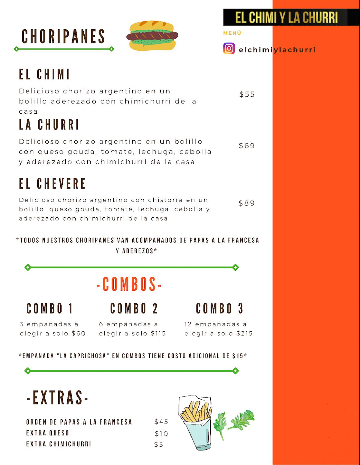 Carta del restaurante El Chimi y la Churri, Progreso