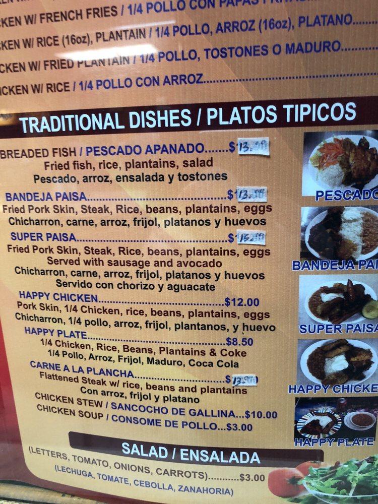 Menu at El Paisa Happy Chicken restaurant, Newark