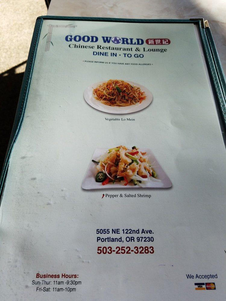 Menu at Goodworld Chinese Restaurant, Portland