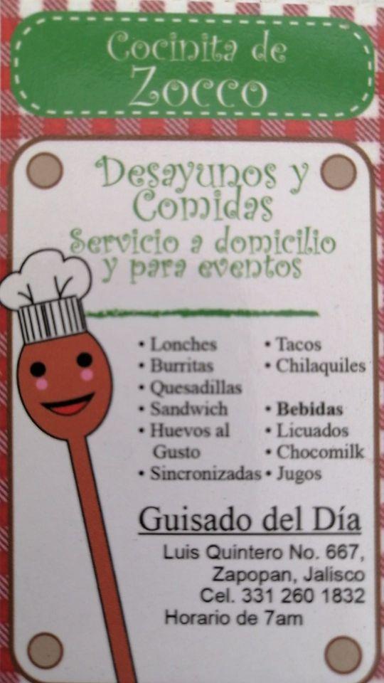 Menu at LA COCINITA DE ZOCCO restaurant, Zapopan, Luis Quintero 667-A