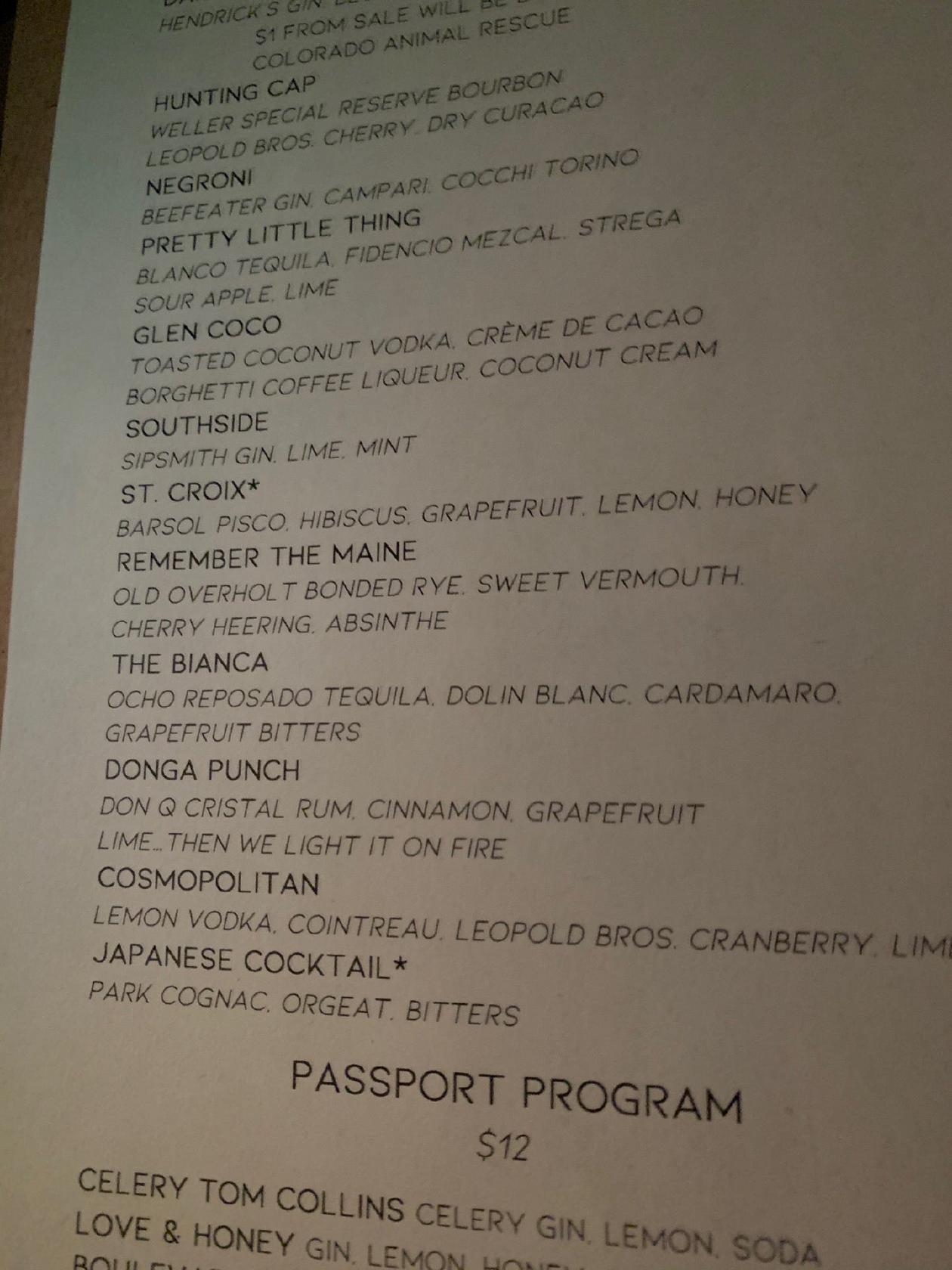 Menu at Lady Jane pub & bar, Denver
