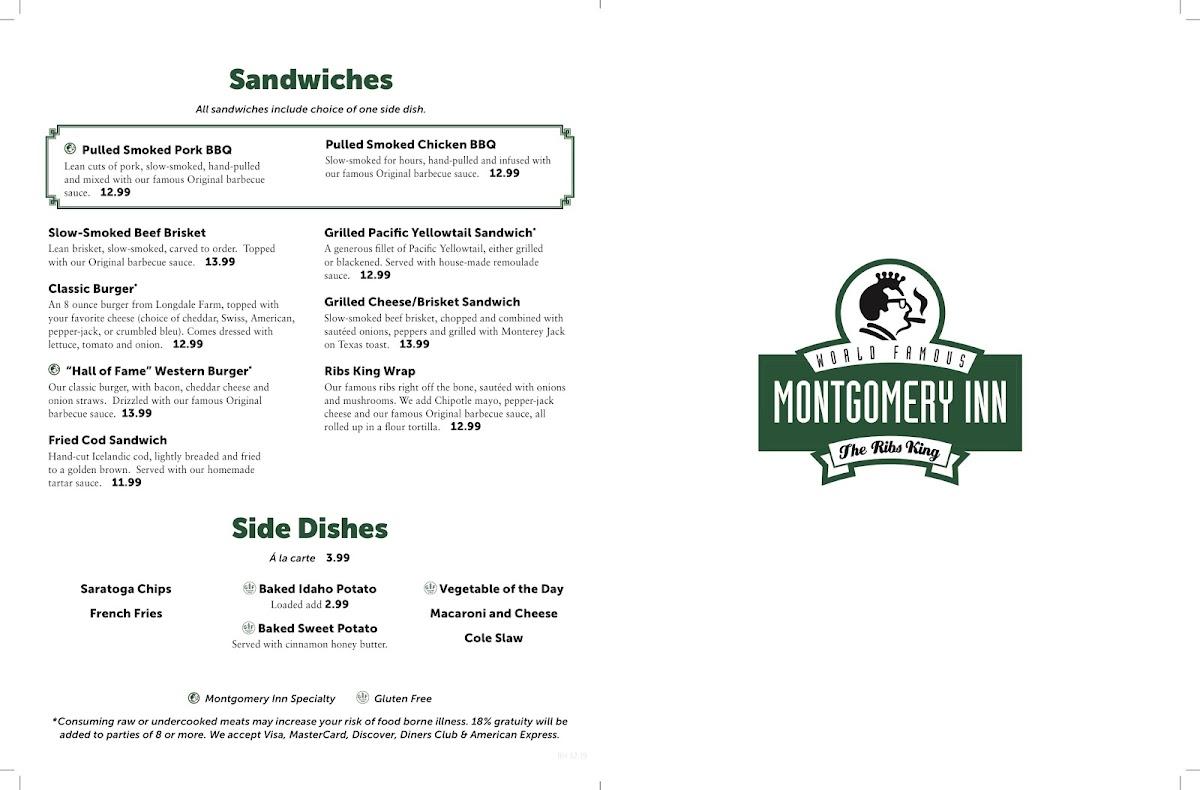 Menu at Montgomery Inn The Boathouse BBQ, Cincinnati, 925 Riverside Dr