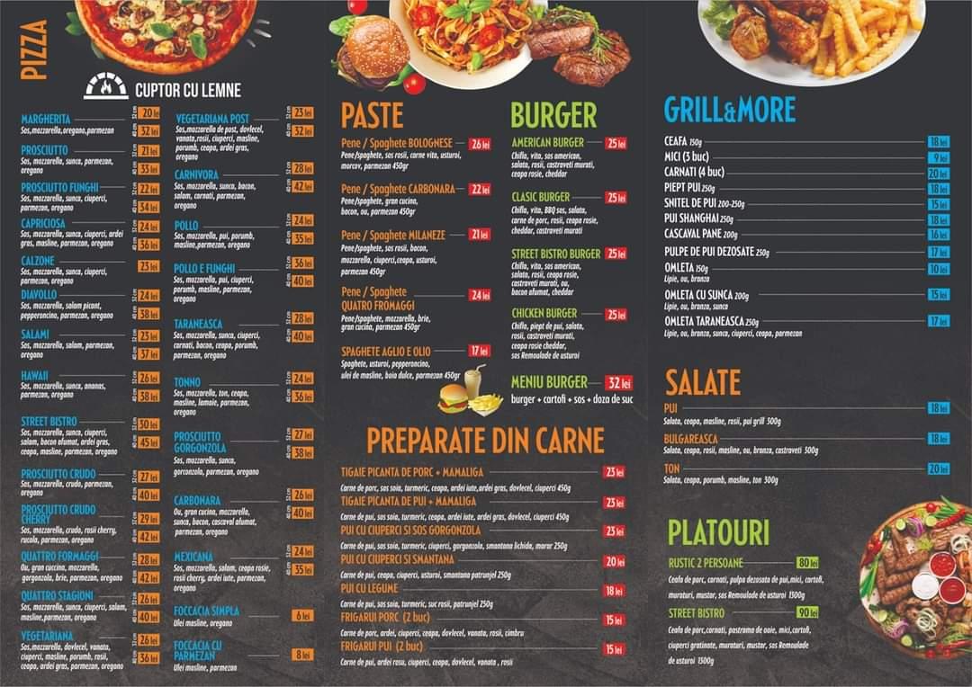 Menu at Street Bistro, Bucharest