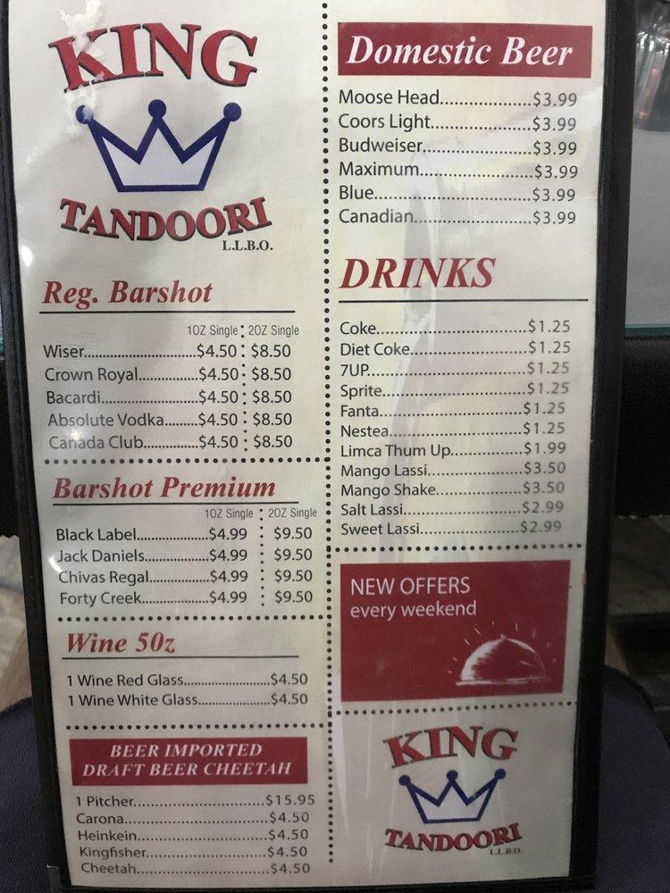Carta del restaurante King Tandoori Kennedy, Brampton, 107 Kennedy Rd S
