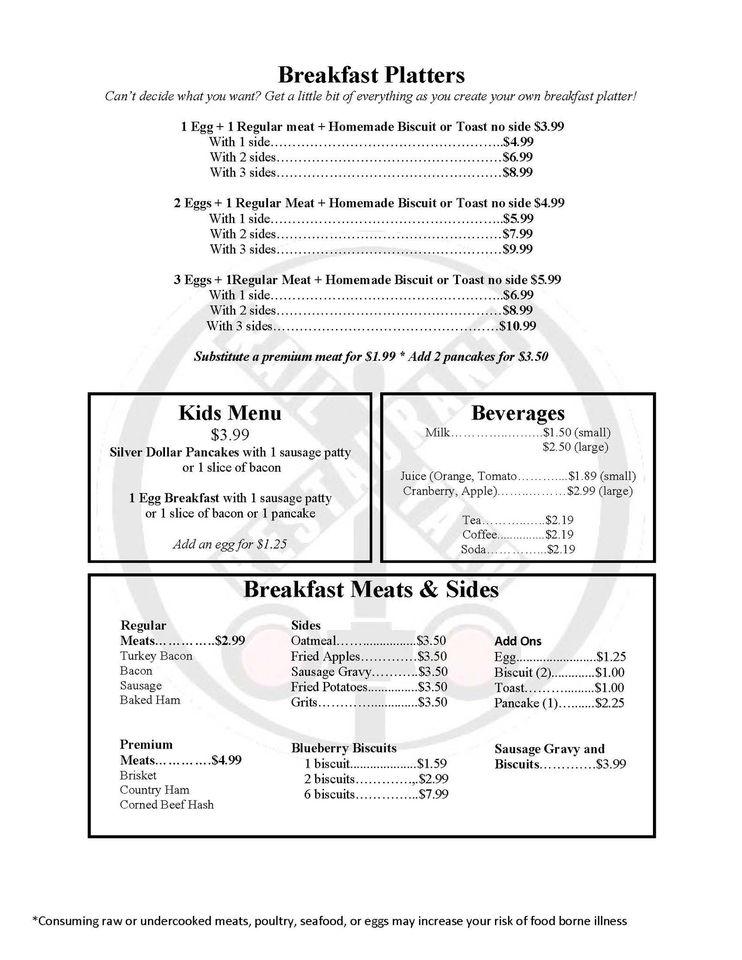 Menu at Rail Yard Restaurant, Appomattox