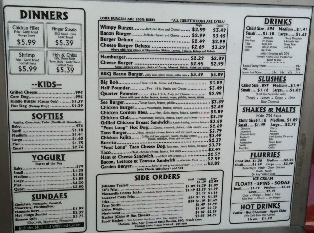 Menu at Roe-Ann Drive-In fast food, Emmett