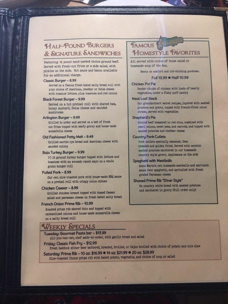 Menu at The Arlington Gastropub, Hilton