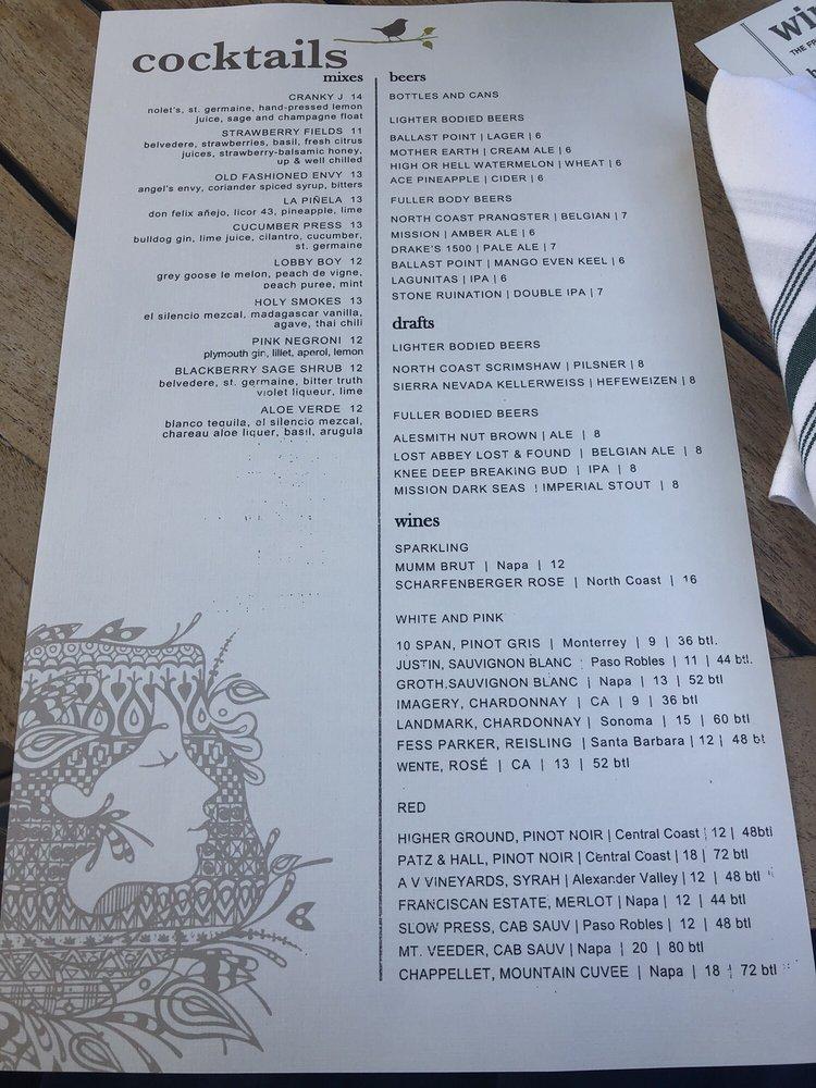 Menu at The Front Yard restaurant, Universal City