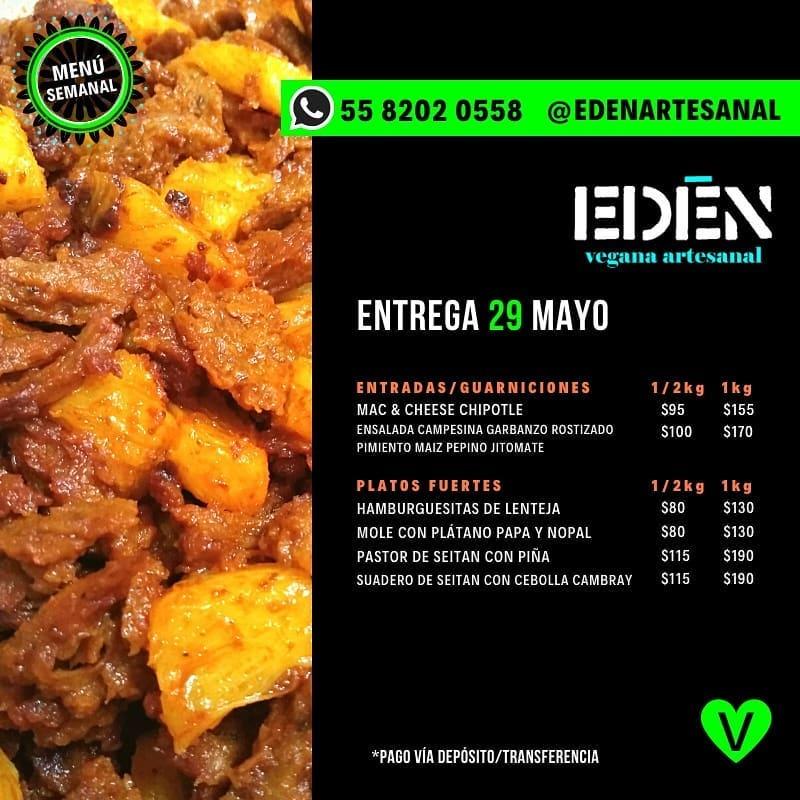 Menu at Edén, San Miguel Ajusco