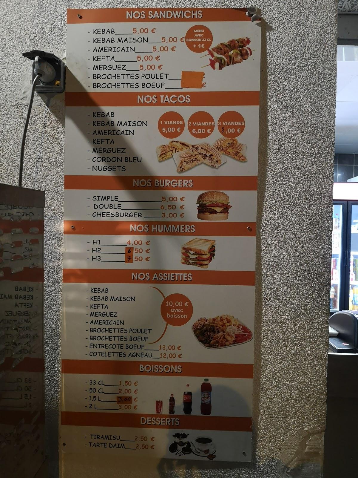 Menu at El Baraka, Lormont
