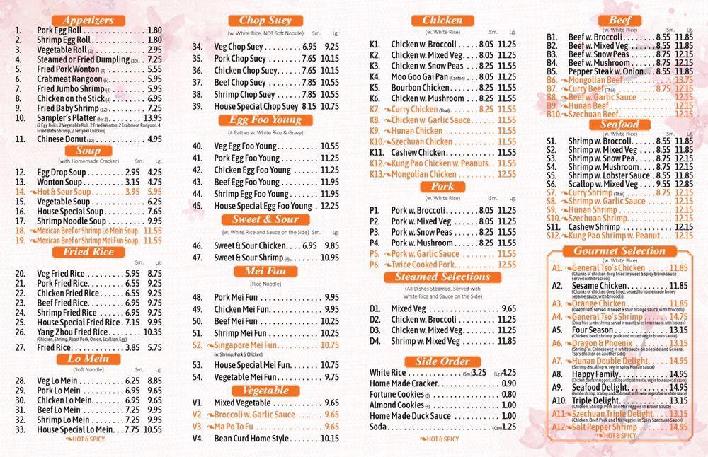 Menu at New China Moon Restaurant, Battle Creek