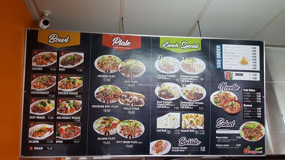 Menu at Orange Grill in Santa Ana restaurant, Santa Ana, S Harbor Blvd