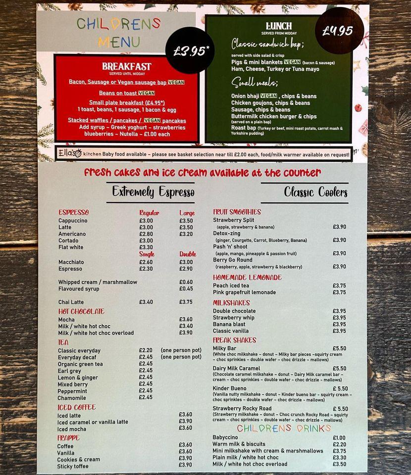 Menu at DRINC cafe, Ramsbottom
