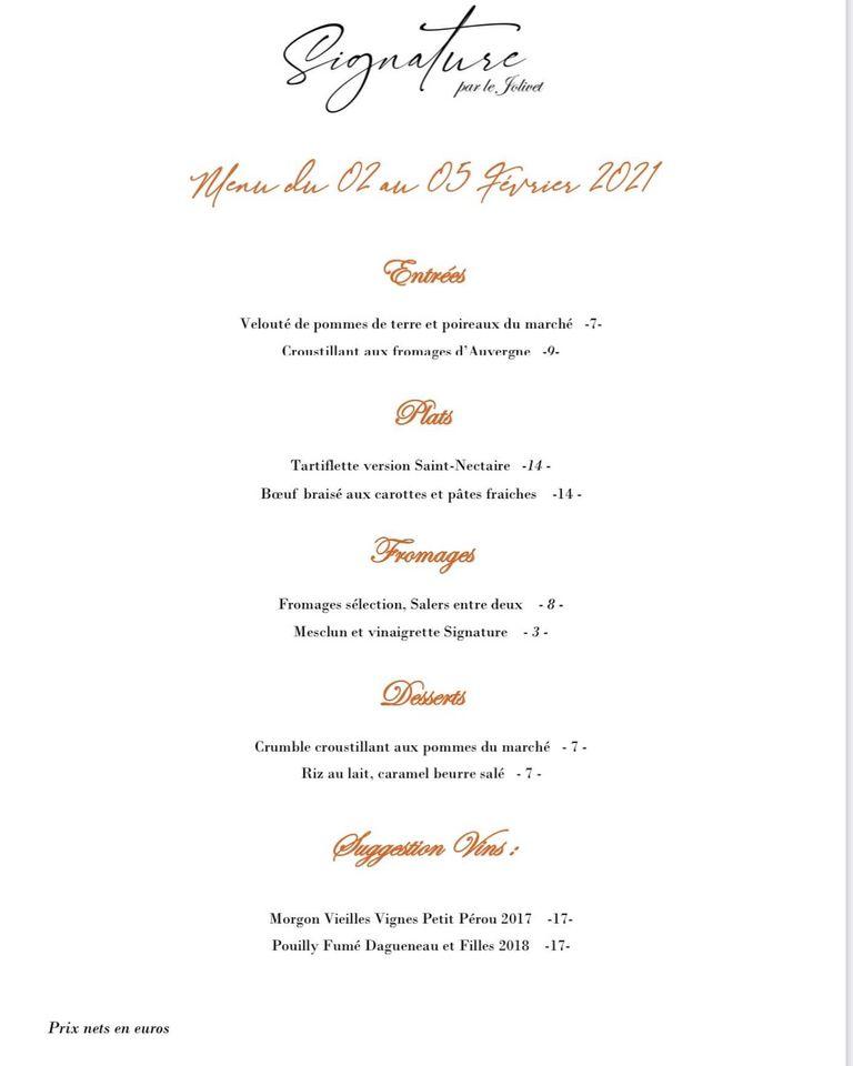 Menu at Le plomb du cantal Jolivet restaurant, Paris, 5 Rue du Maine