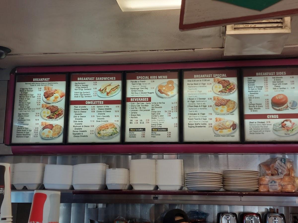 Menu at Terry's Cafe, Stanton