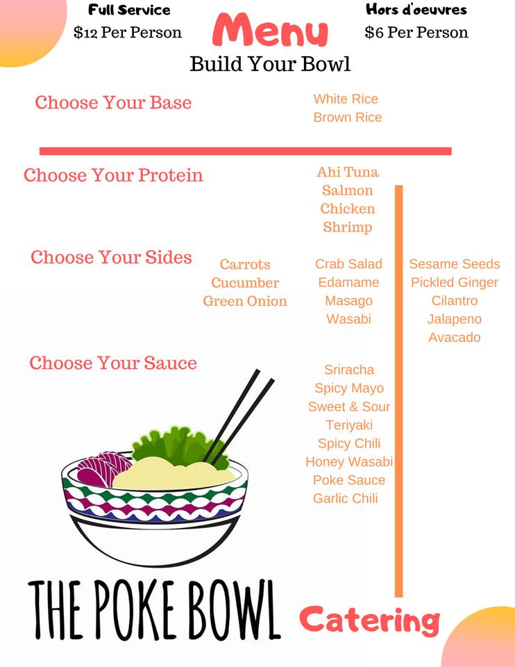 Menu at The Poke Bowl restaurant, Flint