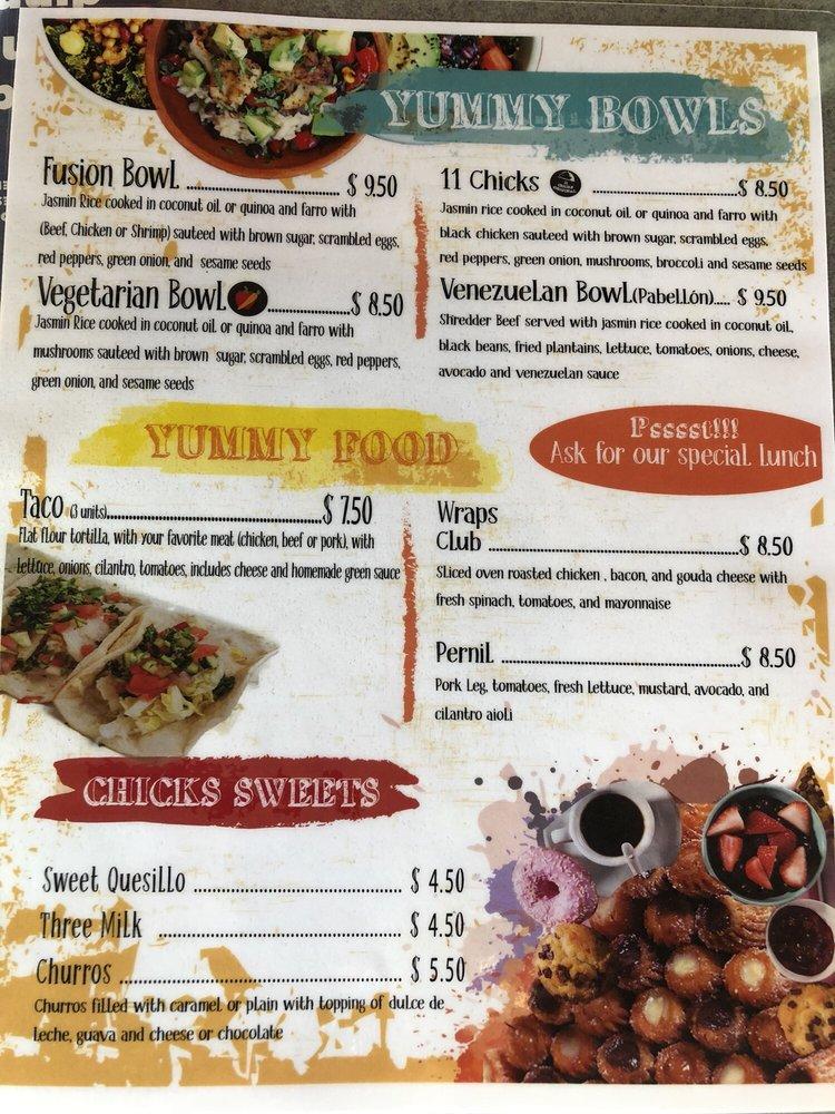 Menu at 11 Chicks Yummy Creations restaurant, Saint Petersburg, 199 Dr ...