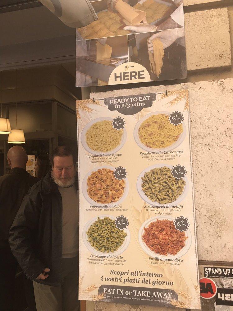 Carta de comida rápida Pastasciutta, Roma, Via delle Grazie