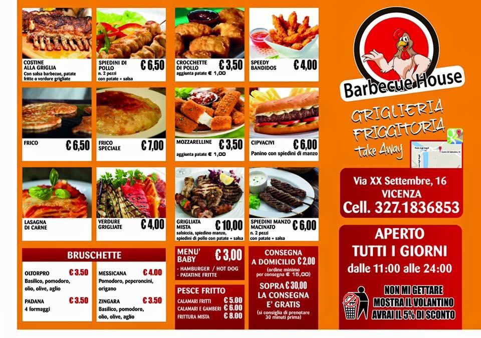 Menu at Barbecue House, Vicenza