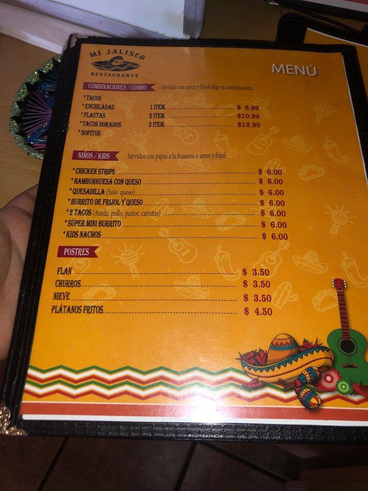 Menu at Mi Jalisco Restaurante, Vallejo