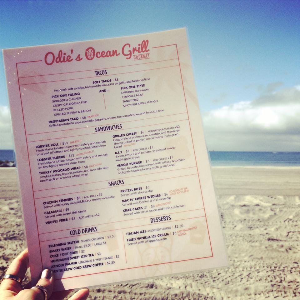 Menu at Odie's Ocean Grill restaurant, Long Beach
