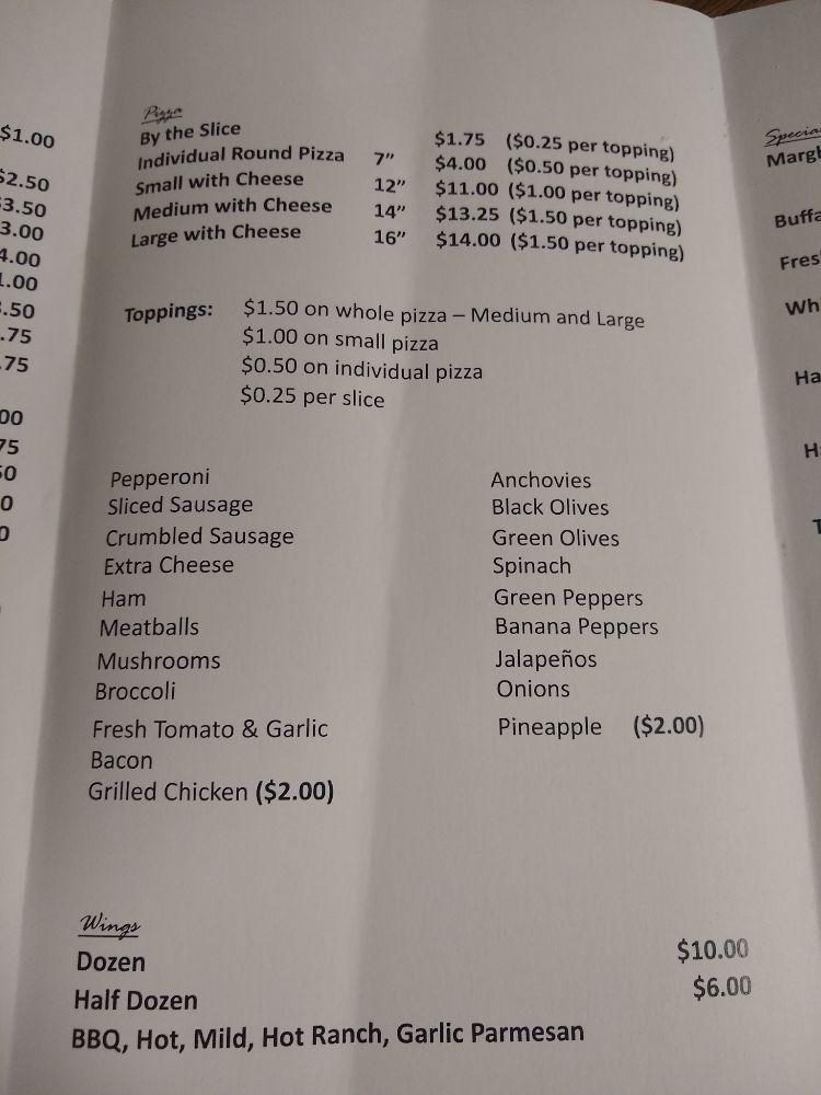 Menu at Paesano Pizza II pizzeria, Ridgway