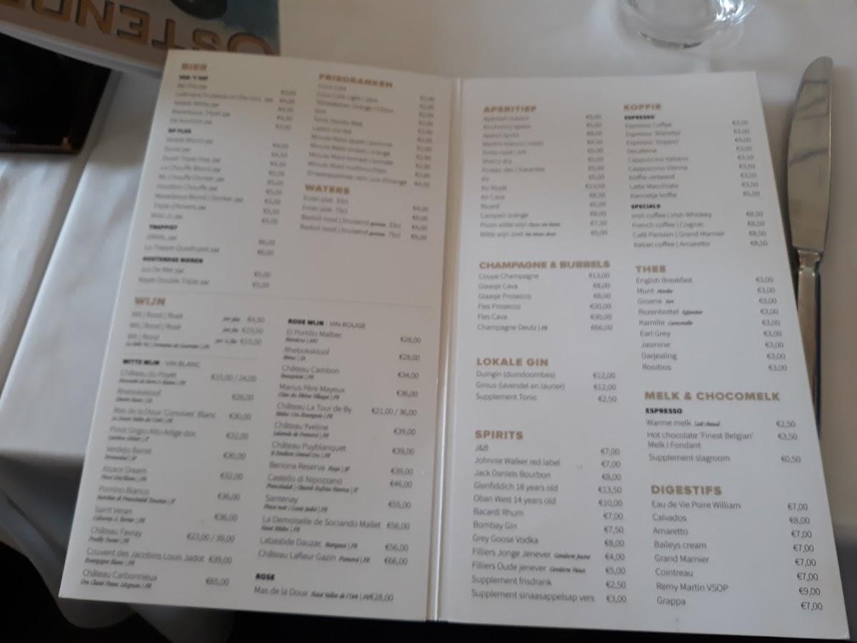 Menu au Brasserie ALBERT, Ostende