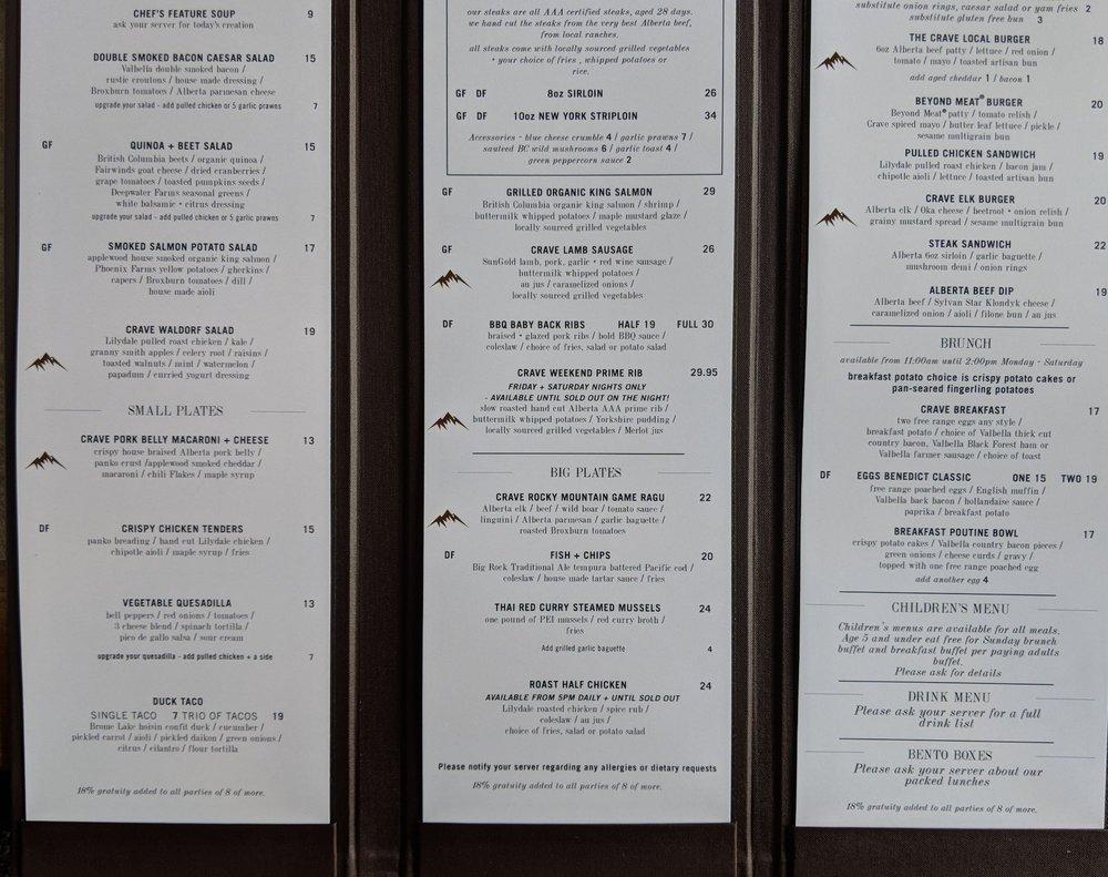 Menu at Chinook Family Restaurant, Banff