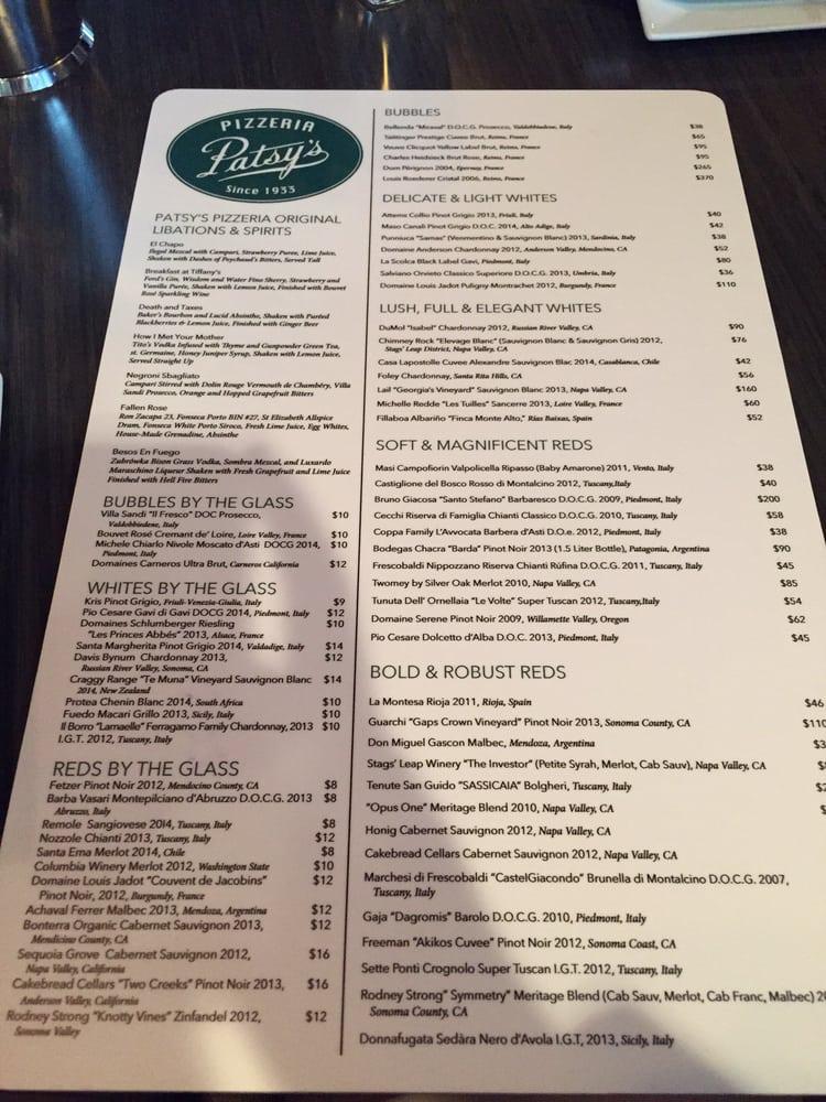 Menu at Patsy’s Pizzeria of New Rochelle, New Rochelle
