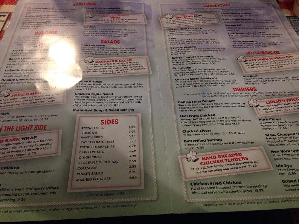 Menu at Red Barn Cafe, Mount Vernon, 107 W Mt Vernon Blvd