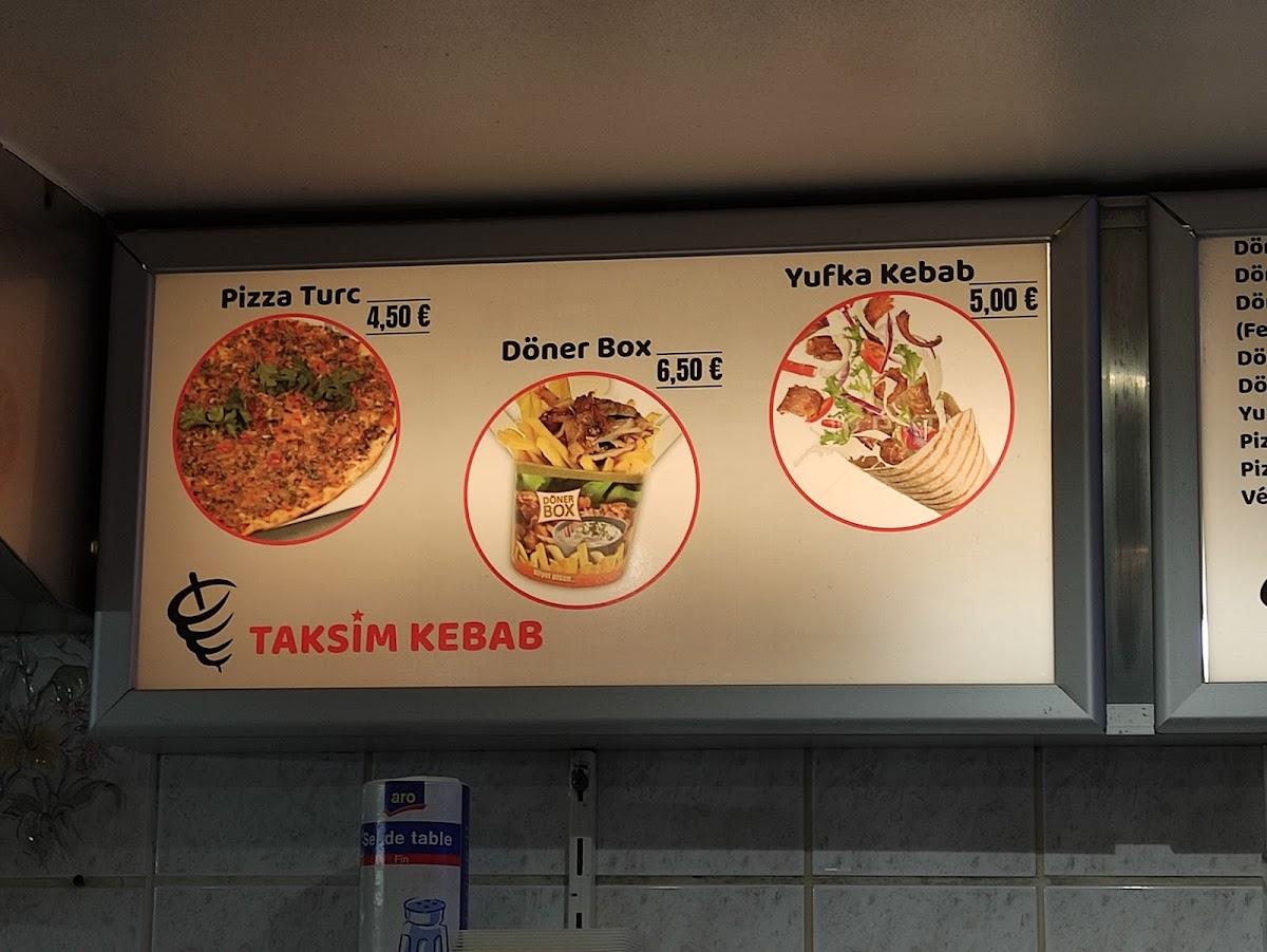 Carta del restaurante Taksim Kebab, Saint-Amarin