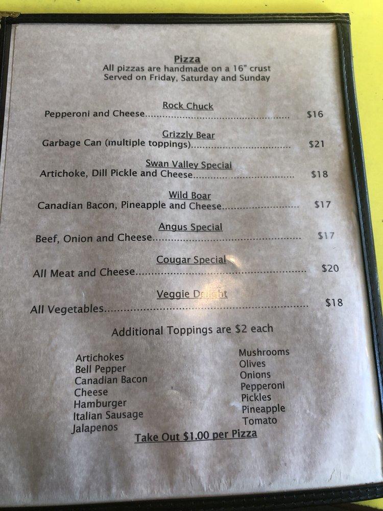 Menu at Angus Cafe, Swan Valley, Swan Valley Hwy