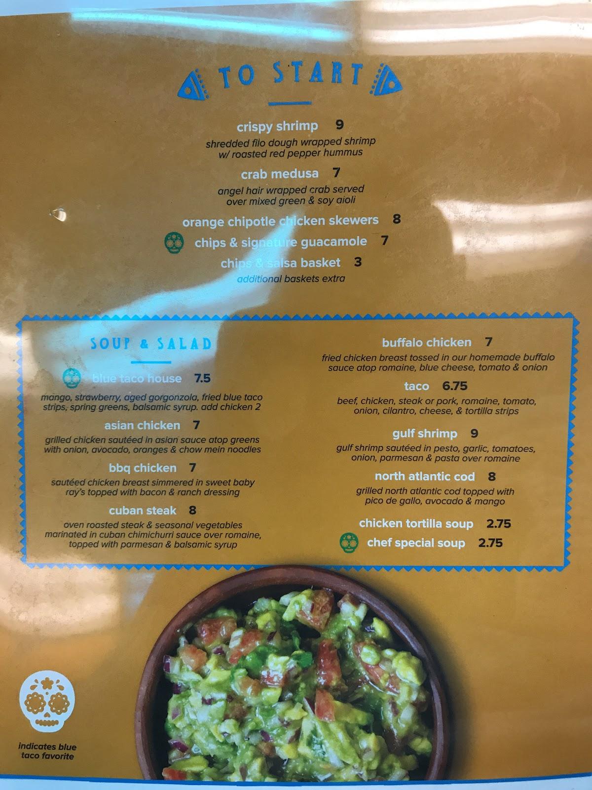 Menu at The Blue Taco restaurant, Joliet