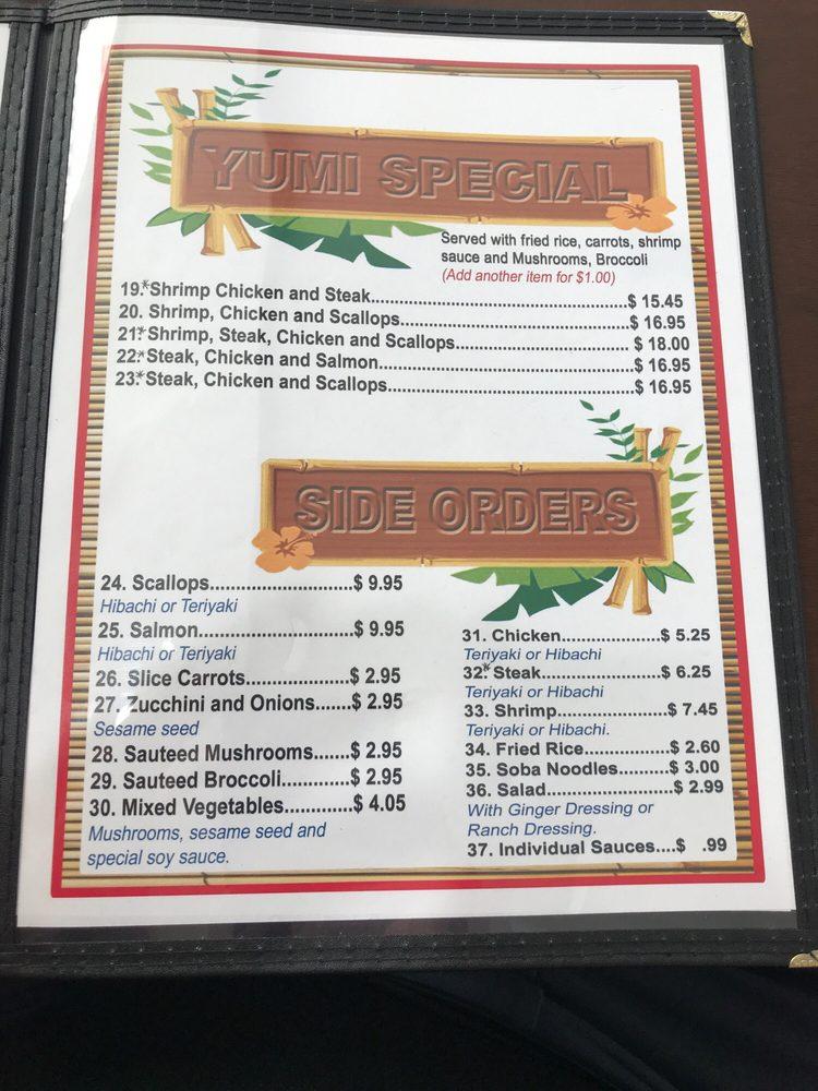 Menu at Yumi express Japanese Restaurant, Easley